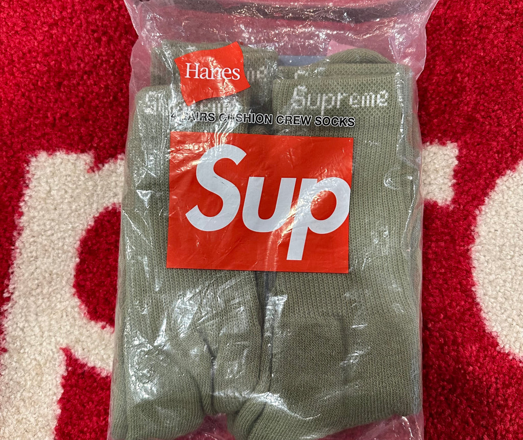 Supreme Hanes Socks (4 Pack) Olive – UniqueHype
