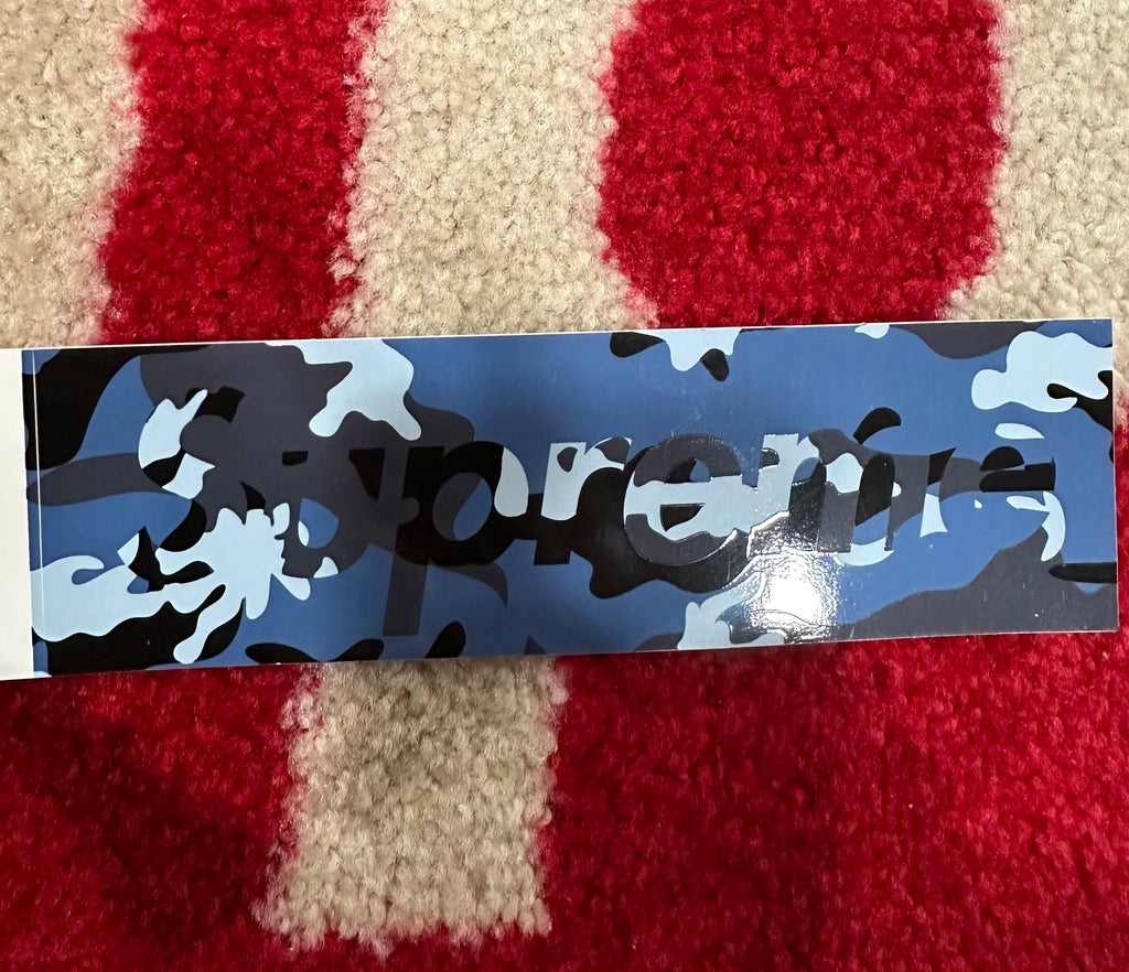 Supreme Camo Logo Box Sticker Blue FW20 – UniqueHype