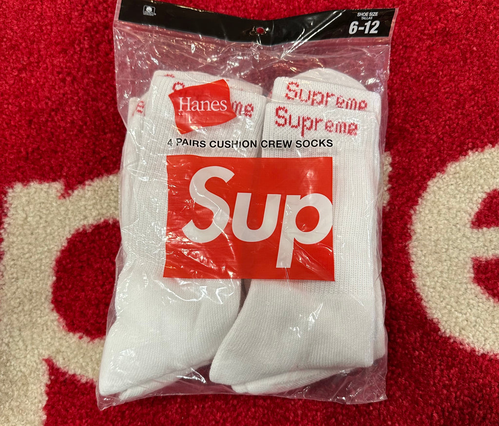 Supreme Hanes Socks (4 Pack) White – UniqueHype